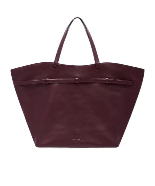 ANINE BING Elly Tote Small-grained Leather Fig