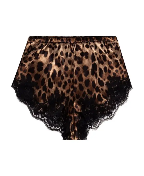 Dolce & Gabbana Dolce Gabbana Leopard Printed Lace-detailed Pajama Shorts