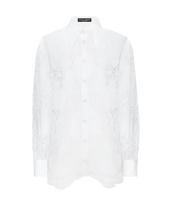 Dolce & Gabbana Dolce Gabbana Floral-embroidered Buttoned Poplin Shirt