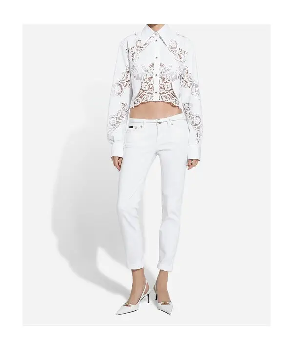Dolce & Gabbana Dolce Gabbana Floral-embroidered Buttoned Poplin Shirt