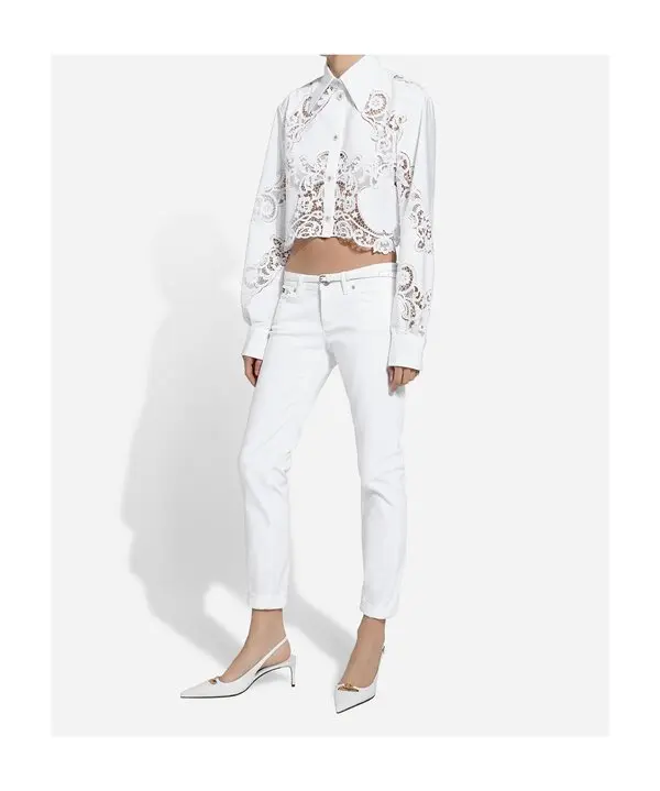 Dolce & Gabbana Dolce Gabbana Floral-embroidered Buttoned Poplin Shirt