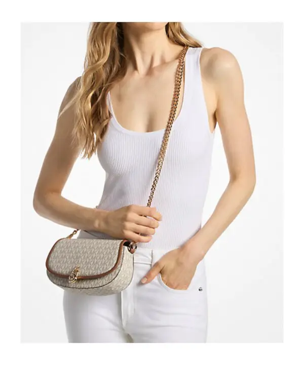 Michael Kors Mila Small Signature Logo Crossbody Bag - Vanilla