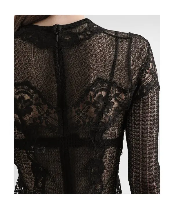 Dolce & Gabbana Lace-panel Long-sleeve Mini Dress