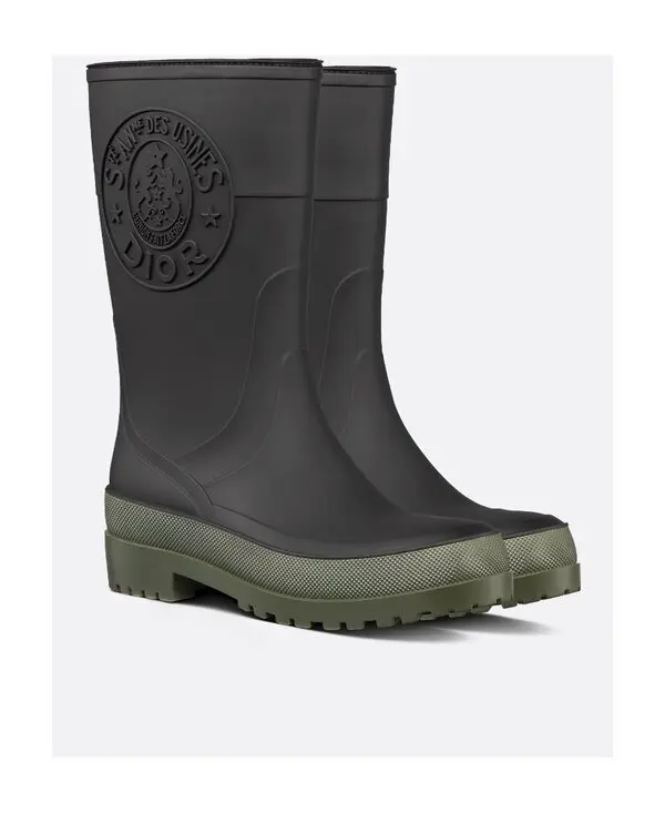Dior Logo Embossed Round Toe Rain Boots