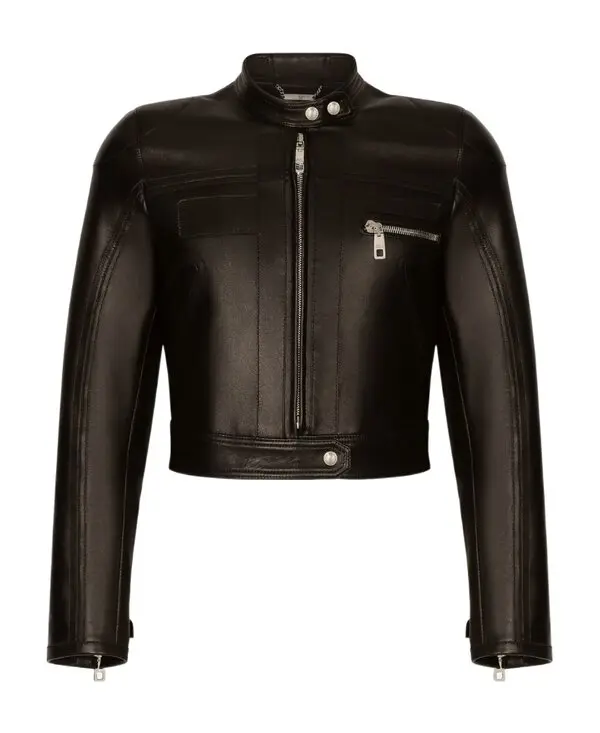 Dolce & Gabbana Dolce Gabbana Zipped Cropped Biker Jacket
