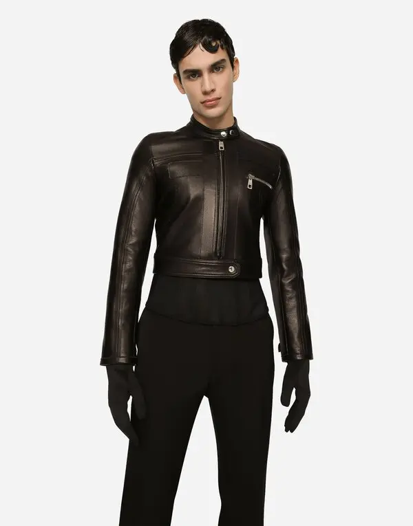 Dolce & Gabbana Dolce Gabbana Zipped Cropped Biker Jacket