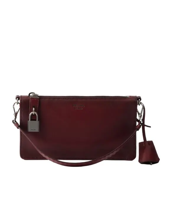 Prada Antiqued Leather Pouch - Ruby Red