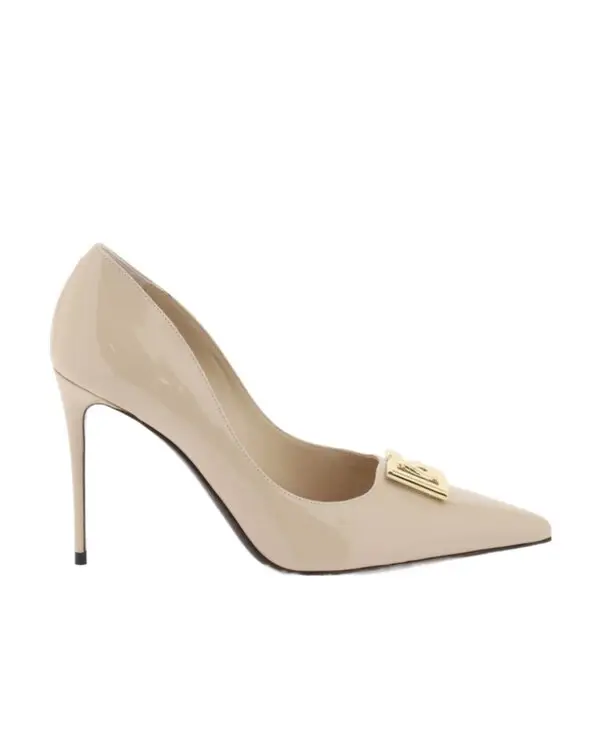 Dolce & Gabbana Dolce Gabbana Stiletto Heel Logo Lettering Pumps - Beige