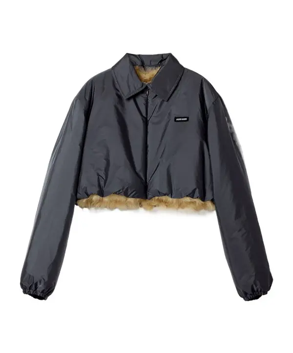 Miu Miu Technical Fabric And Shearling Windbreaker