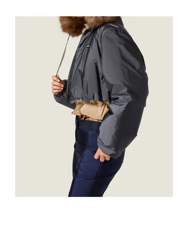 Miu Miu Technical Fabric And Shearling Windbreaker