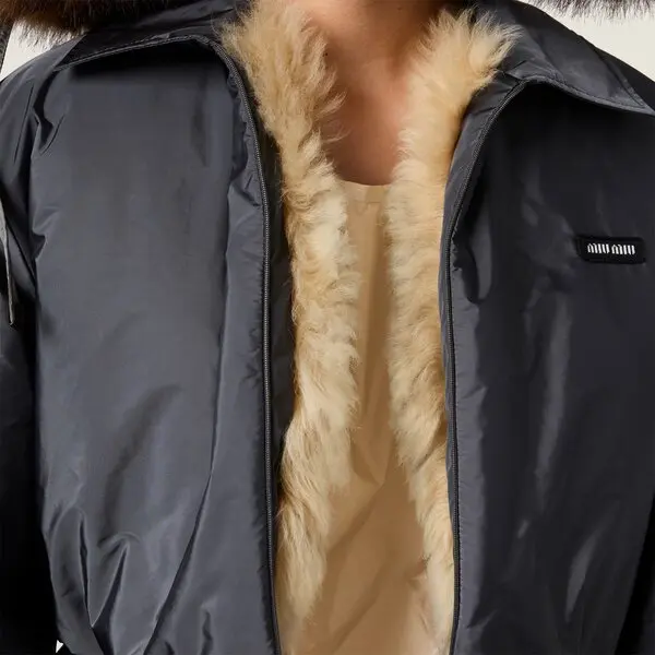 Miu Miu Technical Fabric And Shearling Windbreaker