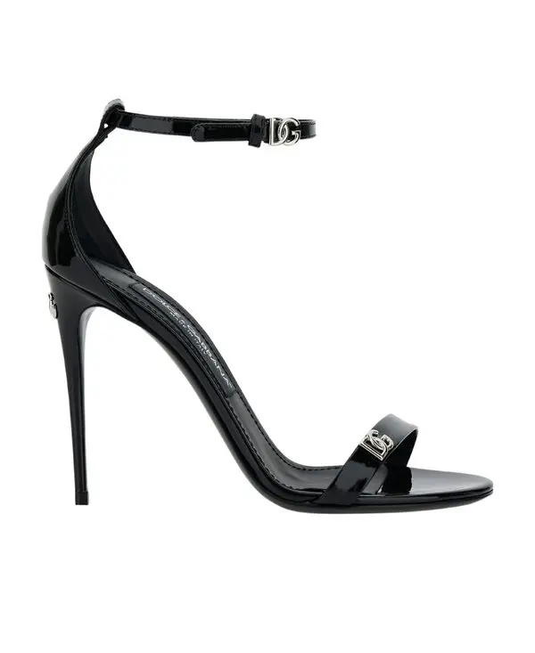 Dolce & Gabbana Dolce Gabbana Logo Plaque Ankle Strap Sandals - Black