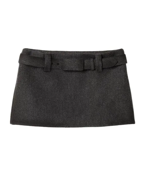 Miu Miu Waxed Double Wool Miniskirt