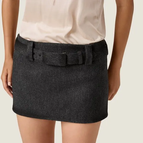 Miu Miu Waxed Double Wool Miniskirt