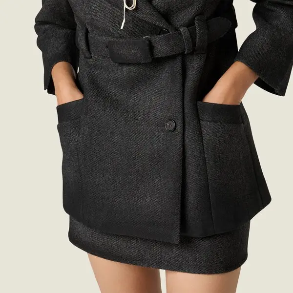 Miu Miu Waxed Double Wool Miniskirt
