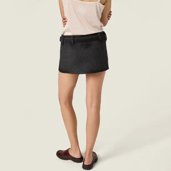 Miu Miu Waxed Double Wool Miniskirt