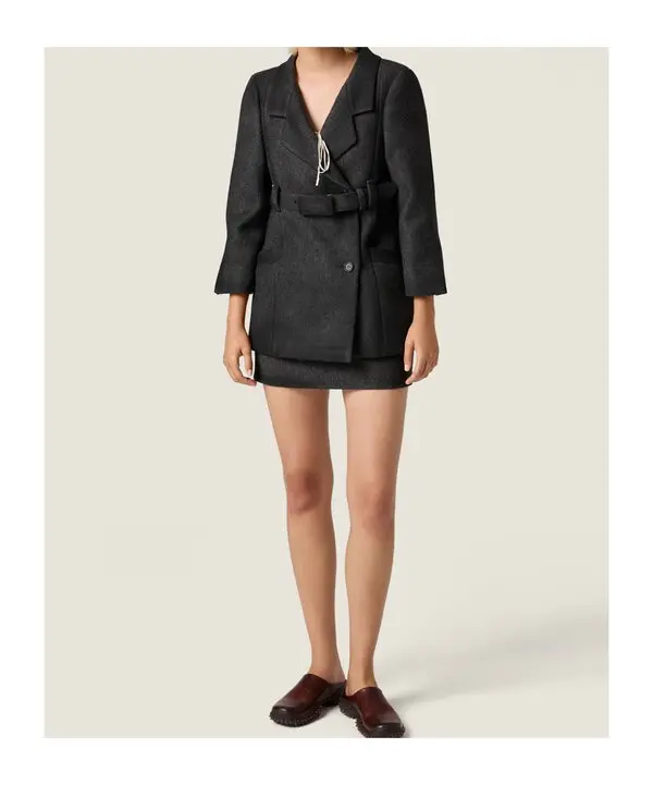 Miu Miu Waxed Double Wool Miniskirt