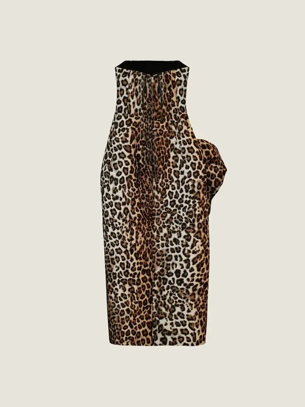 Givenchy Long Bustier Dress In Leopard Jacquard With Bow