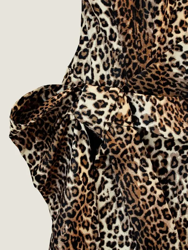 Givenchy Long Bustier Dress In Leopard Jacquard With Bow