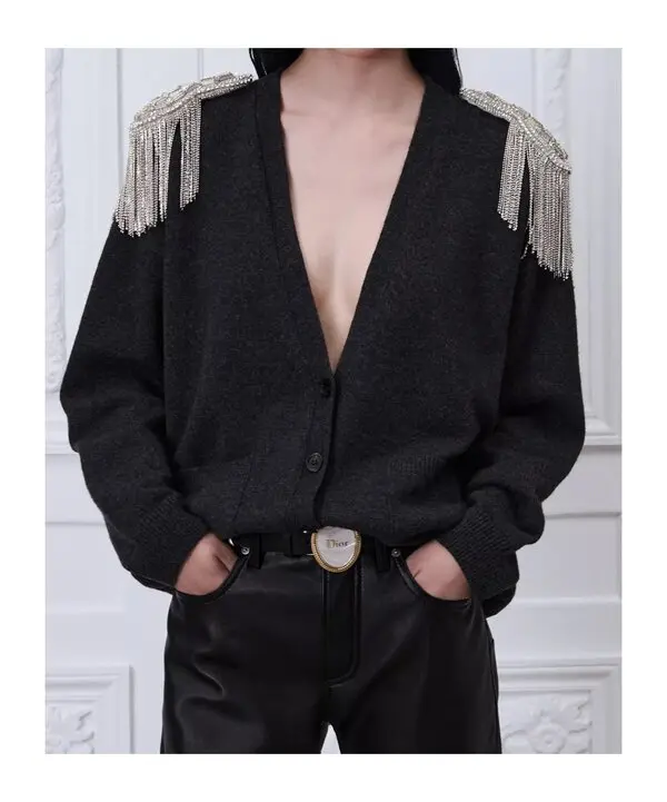 Dior Oversized Cardigan With Embroidered Epaulets