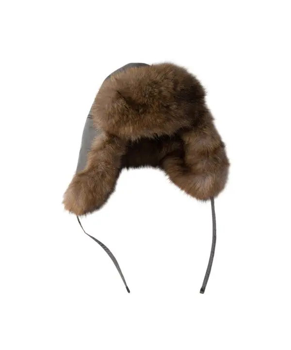 Miu Miu Technical Fabric And Faux Fur Trapper Hat