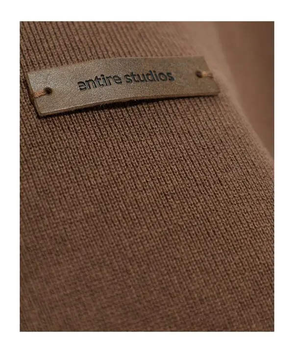 ENTIRE STUDIOS Zip Neck Long Sleeve Polo Shirt - Brown