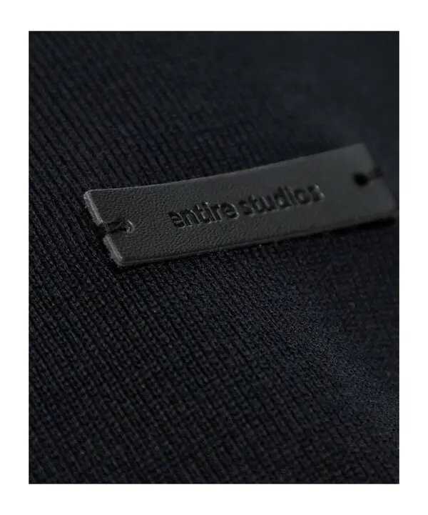 ENTIRE STUDIOS Zip Neck Long Sleeve Polo Shirt - Black