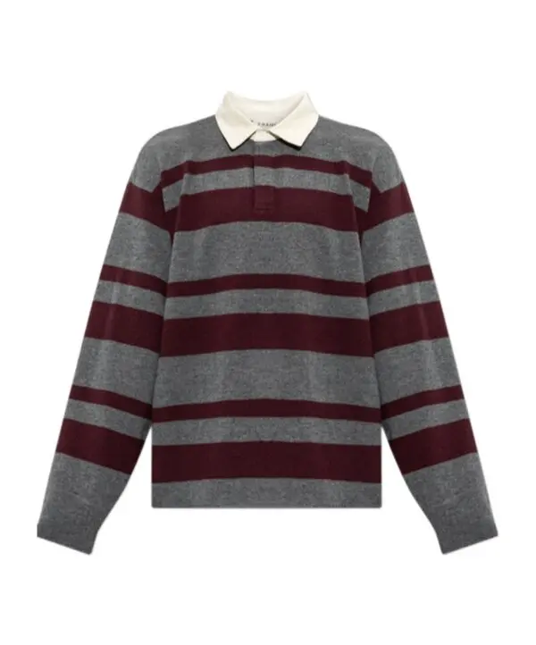 FRAME Striped Polo-collar Sweater