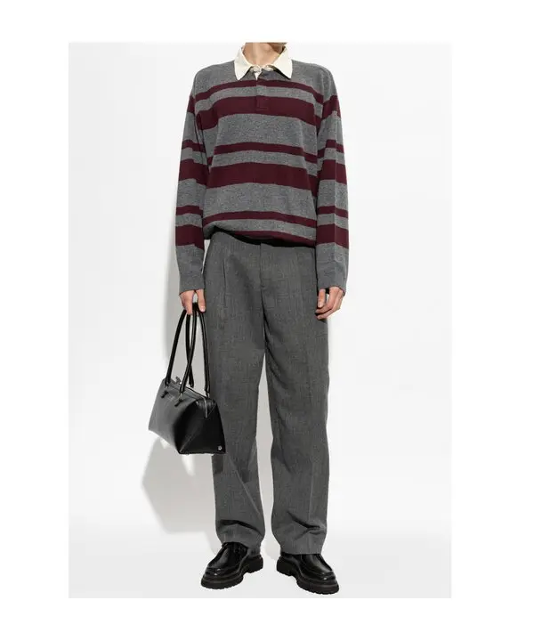 FRAME Striped Polo-collar Sweater
