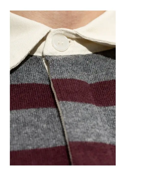 FRAME Striped Polo-collar Sweater