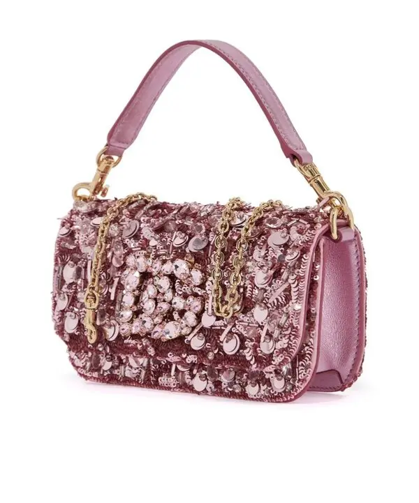 Dolce & Gabbana Dolce Gabbana All-over Embellished Foldover Top Crossbody Bag