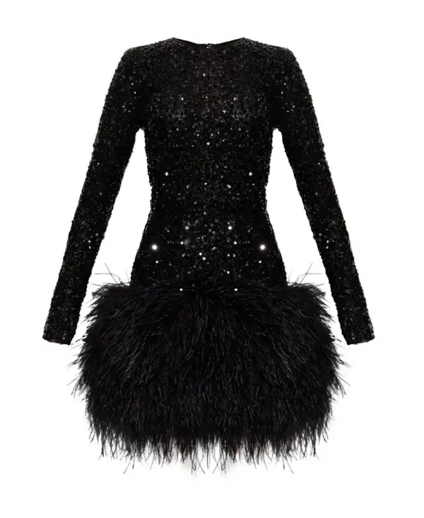 Dolce & Gabbana Feather-trim Sequinned Minidress