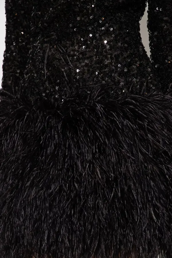 Dolce & Gabbana Feather-trim Sequinned Minidress
