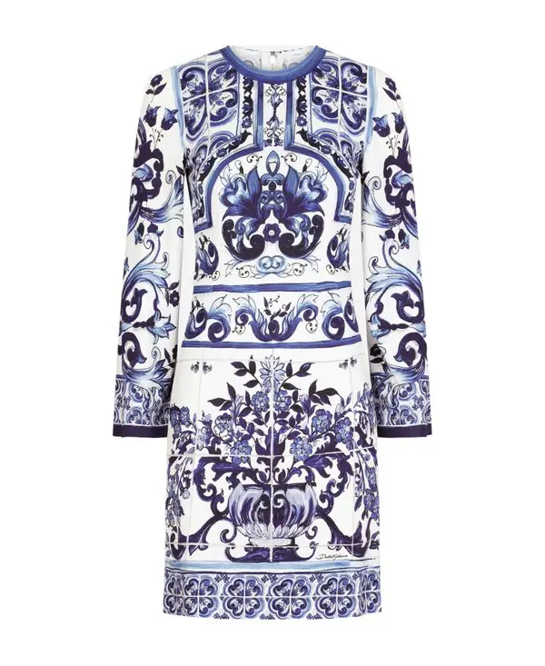 Dolce & Gabbana Dolce Gabbana Majolica-printed Crewneck Mini Dress