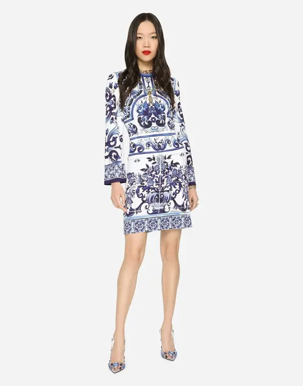 Dolce & Gabbana Dolce Gabbana Majolica-printed Crewneck Mini Dress