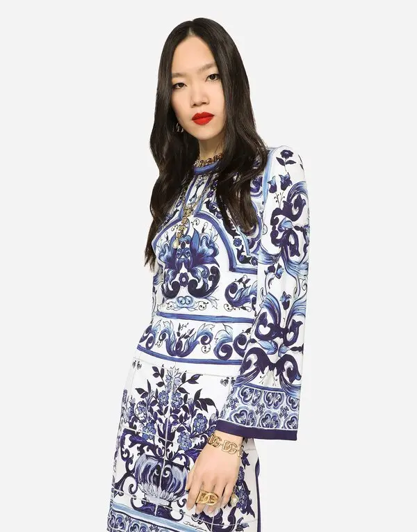 Dolce & Gabbana Dolce Gabbana Majolica-printed Crewneck Mini Dress