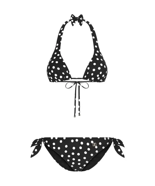 Dolce & Gabbana Dolce Gabbana Polka-dot Printed Triangle Bikini Set