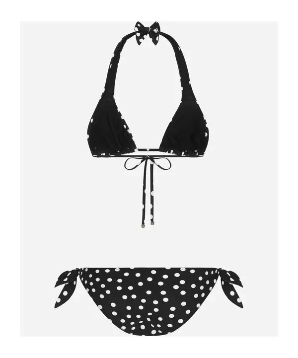 Dolce & Gabbana Dolce Gabbana Polka-dot Printed Triangle Bikini Set