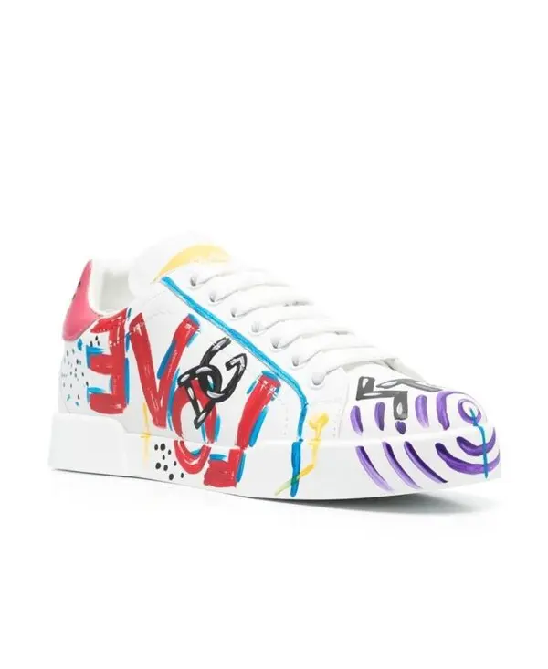 Dolce & Gabbana Portofino Painted Lace-up Sneakers