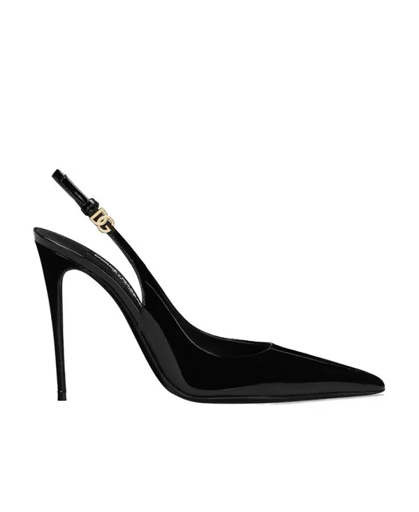 Dolce & Gabbana Dolce Gabbana Dg Logo Plaque Pointed Toe Slingbacks - Black