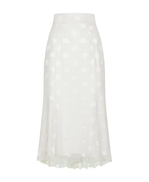 Dolce & Gabbana Dolce Gabbana All-over Dg Logo High Waist Godet Skirt - White