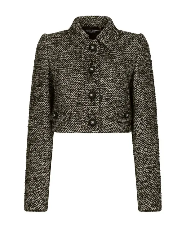 Dolce & Gabbana Tweed Cropped Button-up Jacket