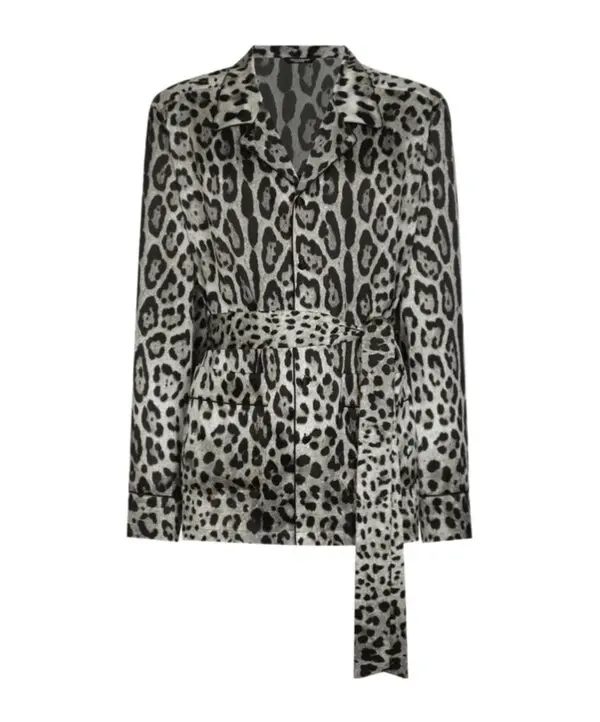 Dolce & Gabbana Dolce Gabbana Leopard Printed Satin Robe - Grey