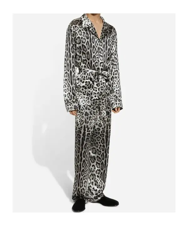 Dolce & Gabbana Dolce Gabbana Leopard Printed Satin Robe