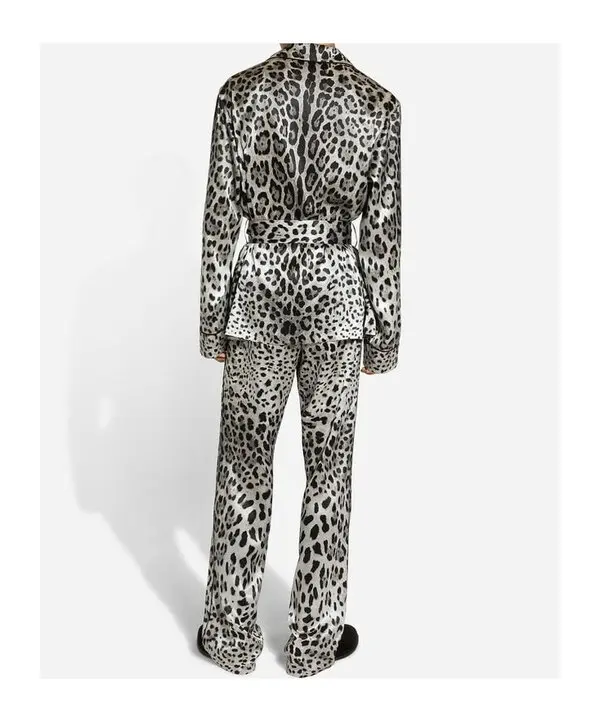 Dolce & Gabbana Dolce Gabbana Leopard Printed Satin Robe