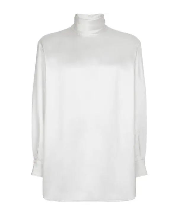 Dolce & Gabbana Dolce Gabbana Satin Turtleneck Shirt - White