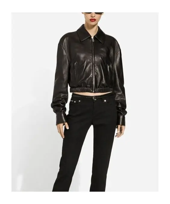 Dolce & Gabbana Logo-appliqu Leather Jacket