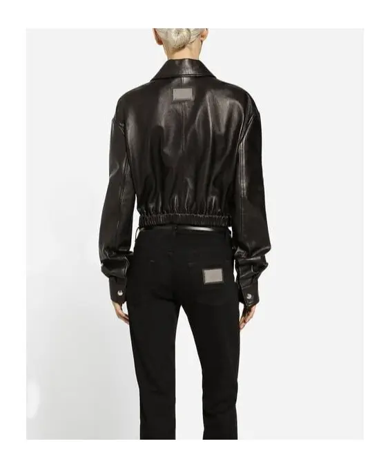 Dolce & Gabbana Logo-appliqu Leather Jacket