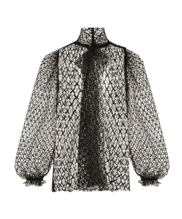 Dolce & Gabbana Dolce Gabbana Mesh Pussy-bow Blouse