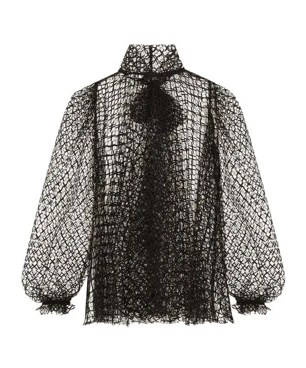 Dolce & Gabbana Dolce Gabbana Mesh Pussy-bow Blouse